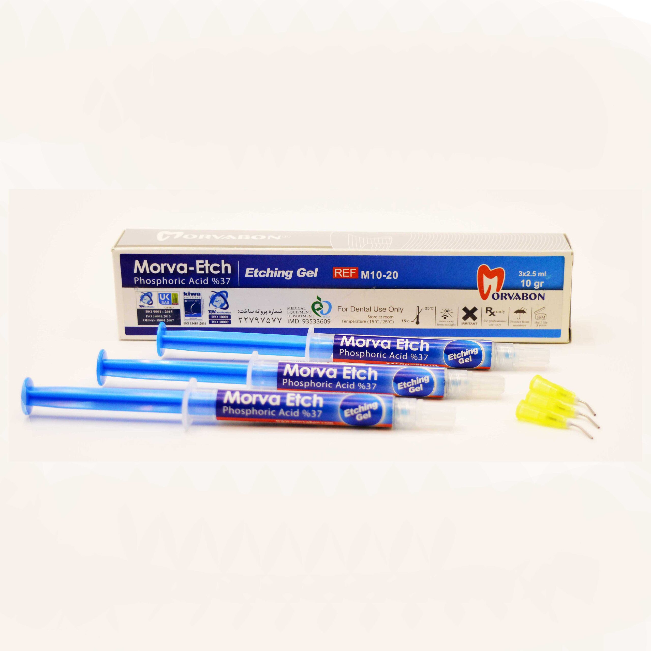 ژل اسید اچ سه سرنگی فسفریک اسید ۳۷% مروابن – Morvabon Etch %37 Gel – دنت منت | تجهیزات دندان پزشکی